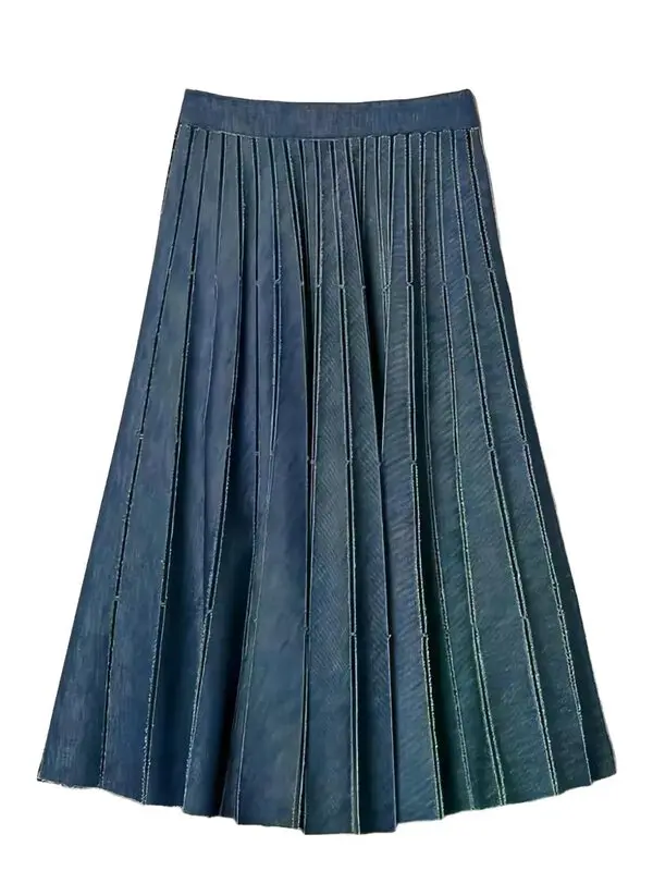 TWINSET Pleated Denim Skirt - Blue