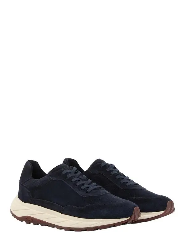 Fedeli Suede Trimmed Sneakers - Blue
