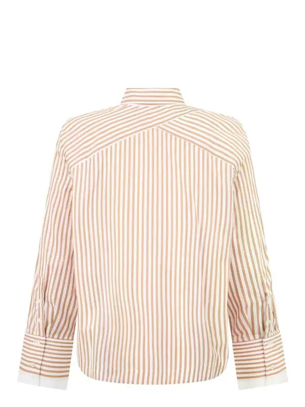 MOORER Striped Long Sleeve Shirt - Orange