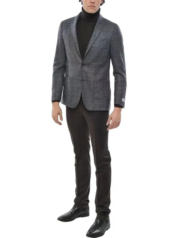 Corneliani Check-pattern Wool Blazer - Grey