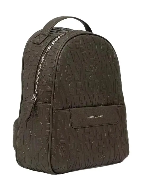 Armani Exchange Logo-debossed Pebbled Backpack - Green