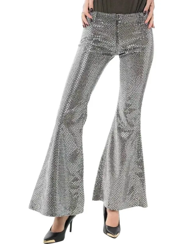 ERL Sequined Boot-cut Trousers - Silver