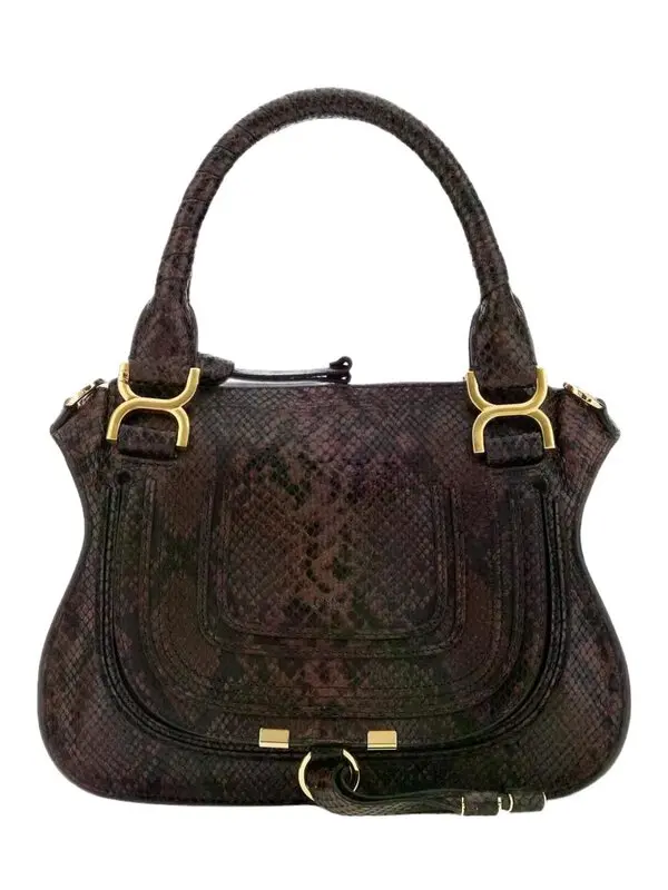 Chloé Small Marcie Snake-effect Leather Tote Bag - Brown