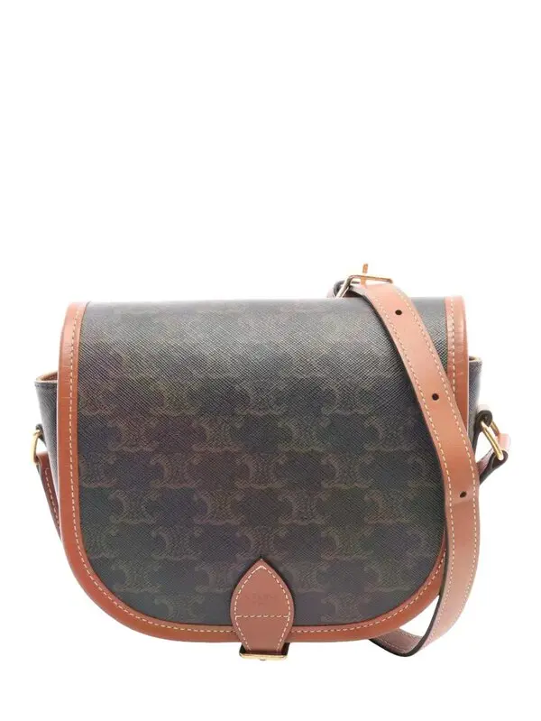 Celine Medium Triomphe Coated Canvas Folco Crossbody Bag - Brown