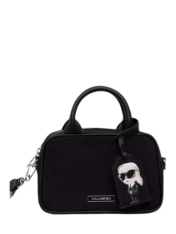 Karl Lagerfeld Logo-strap Luggage Tag Shoulder Bag - Black