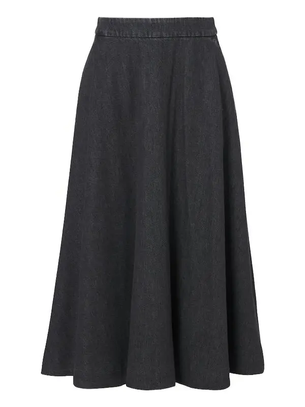 Max Mara Denim Midi Skirt - Black