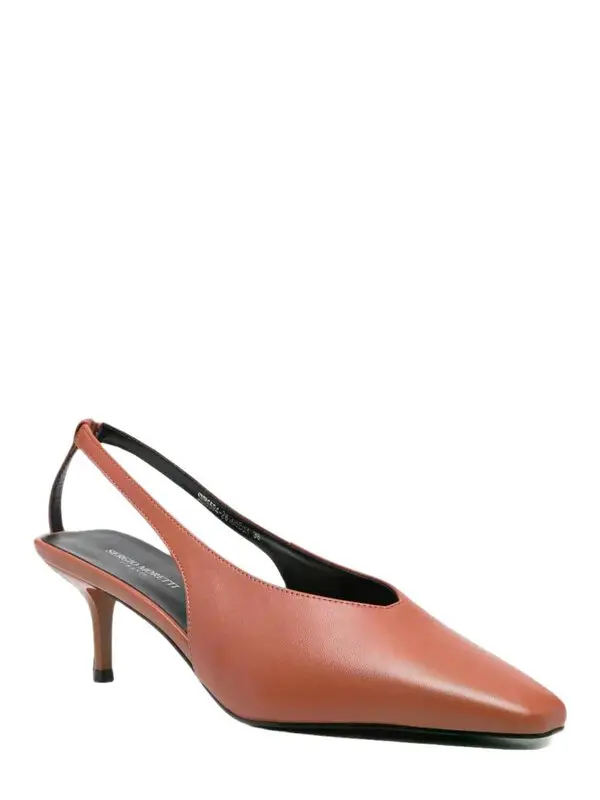 SERGIO MORETTI FIRENZE Pointed-toe Slingback Pumps With Kitten Heel - Brown