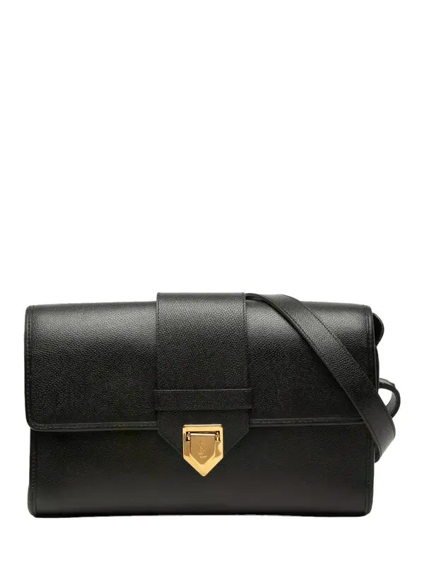 Saint Laurent Grained Calfskin Flap Crossbody Bag - Black