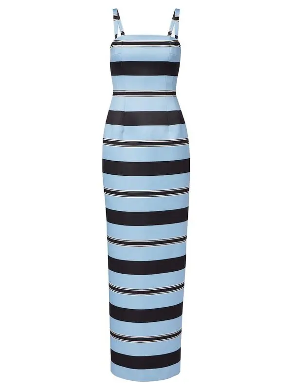 EMILIA WICKSTEAD Regina Striped Taffeta Faille Maxi Dress - Blue