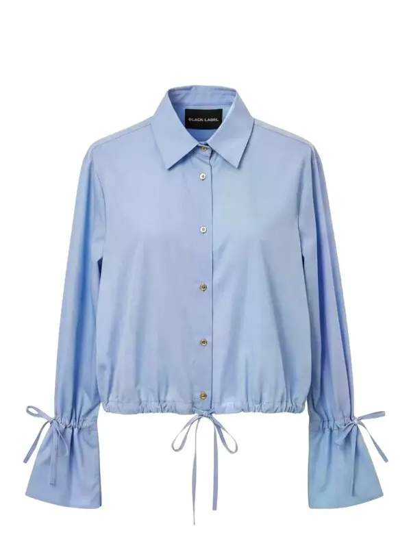 Black Label Long-sleeve Shirt With Drawstring Hem - Blue