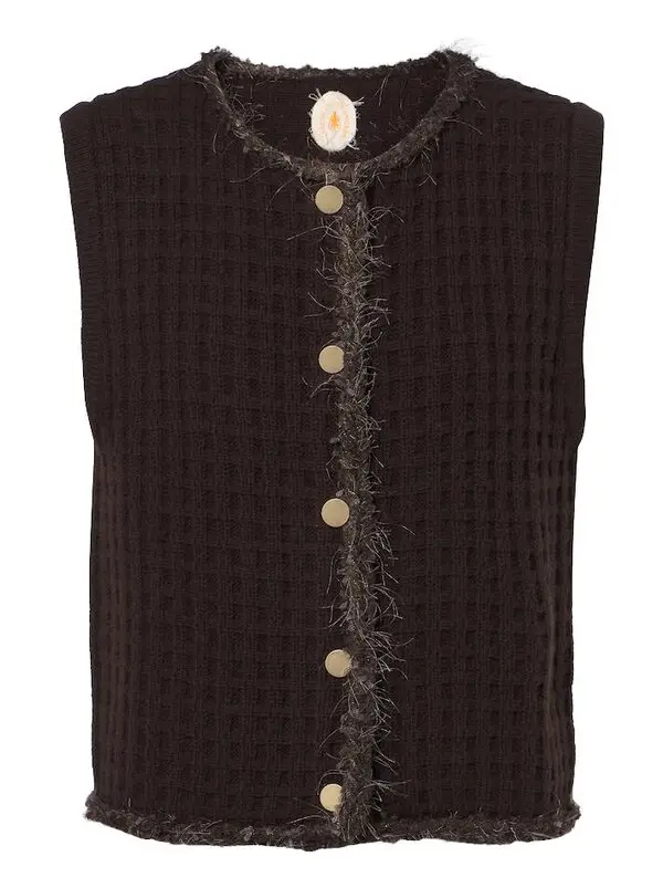 Jardin Des Orangers Waffle-knit Wool And Cashmere Vest - Brown