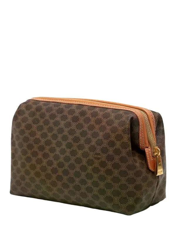 Celine 20th Century Macadam Coated Canvas Pouch - Brown