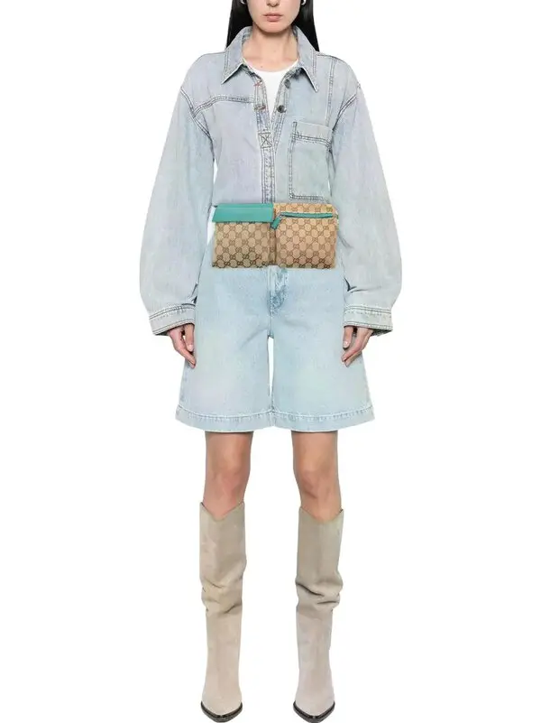 Gucci Gg Canvas Web Double Pocket Belt Bag - Neutrals
