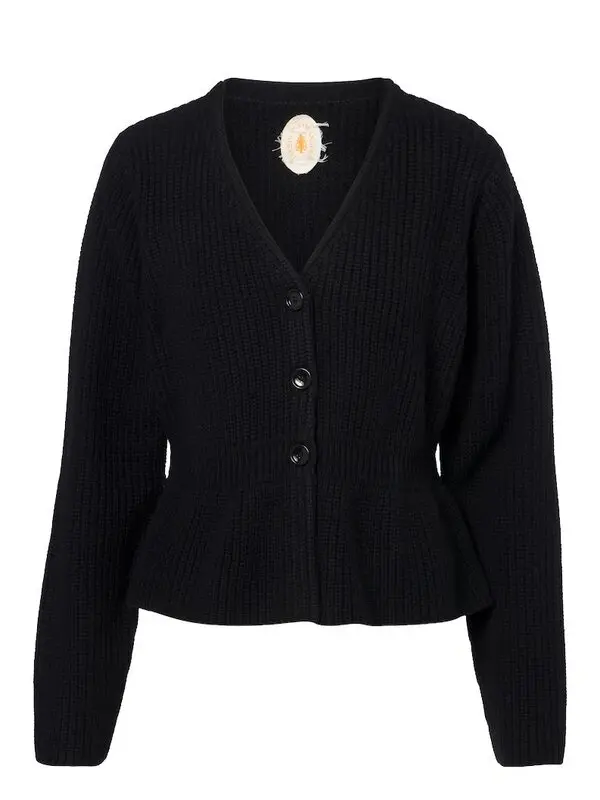 Jardin Des Orangers Peplum Wool And Cashmere Cardigan - Black