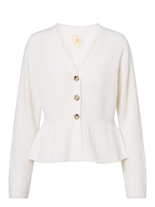 Jardin Des Orangers Peplum Wool And Cashmere Cardigan - White