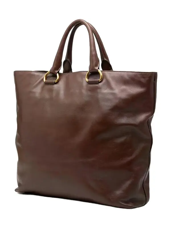Prada Soft Calf Open Convertible Tote Satchel - Brown