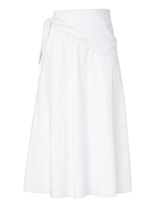 Vince Scarf-detail Cotton Poplin Midi Skirt - White