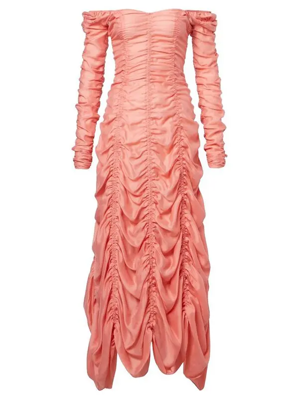 Khaite Judith Ruched Voile Cocktail Dress - Pink