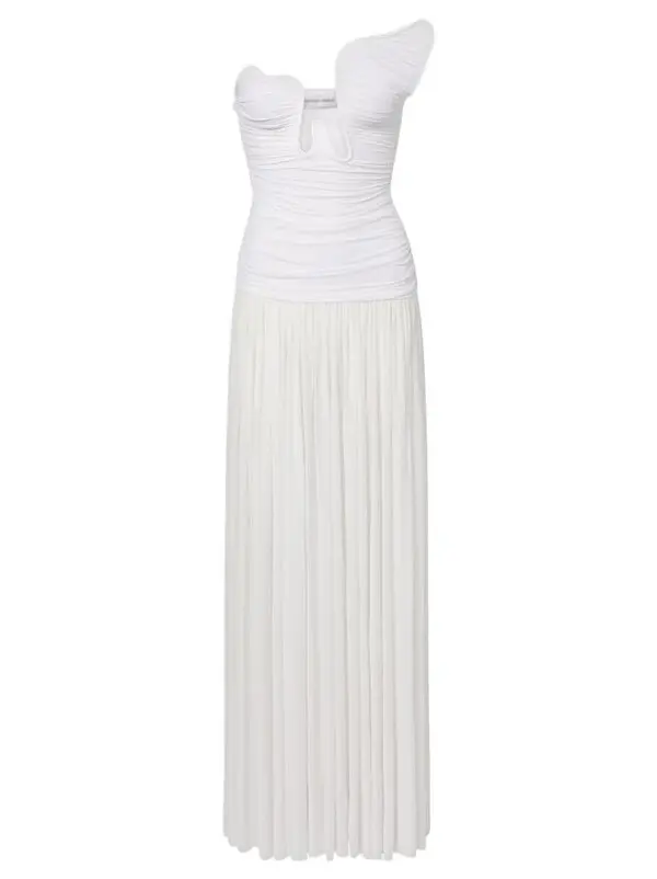 Christopher Esber Salacia Ruched Bustier Gown - White