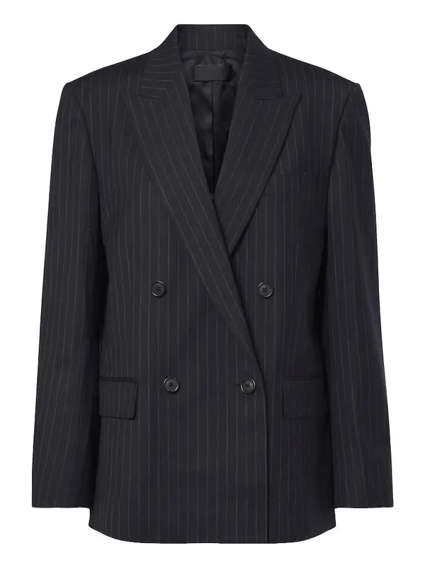 NILI LOTAN Leston Pinstriped Wool Blazer - Blue