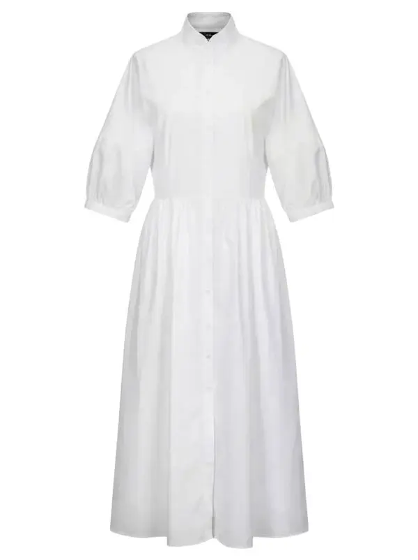 Black Label Puff Sleeve Button-down Maxi Dress - White