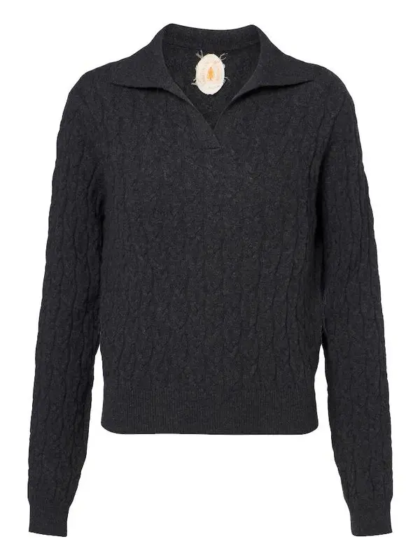 Jardin Des Orangers Cable-knit Cashmere Polo Sweater - Grey