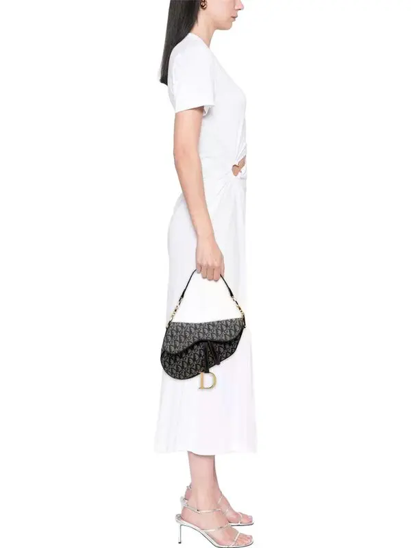 Dior 2000 Oblique Canvas Saddle Bag Shoulder Bag - Blue