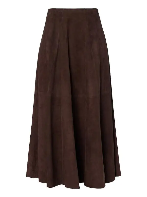 ARMA Eleni Suede Midi Skirt - Brown