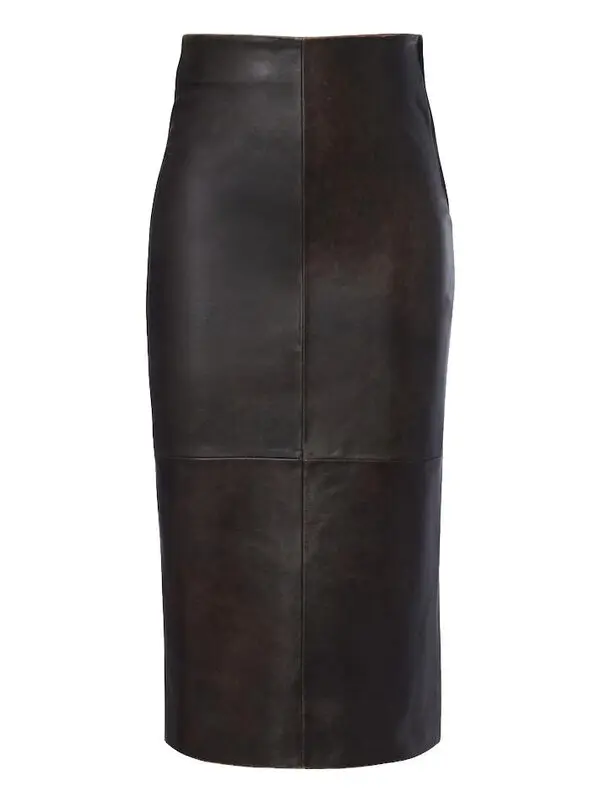 ARMA Leather Pencil Skirt - Brown