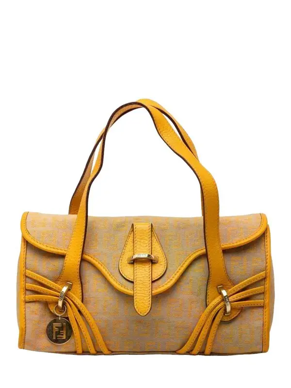 Fendi Zucchino Canvas Handbag - Yellow