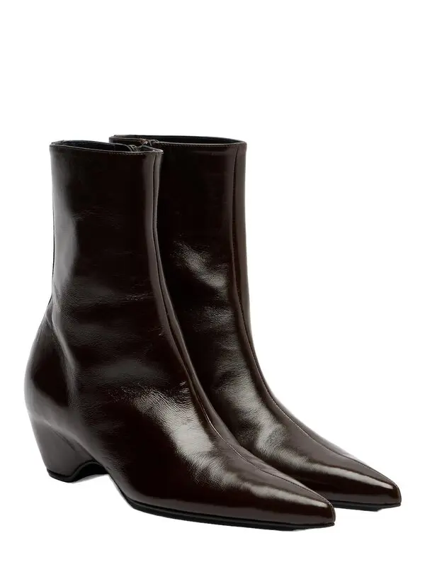 Khaite Sybil Leather Ankle Boots - Brown