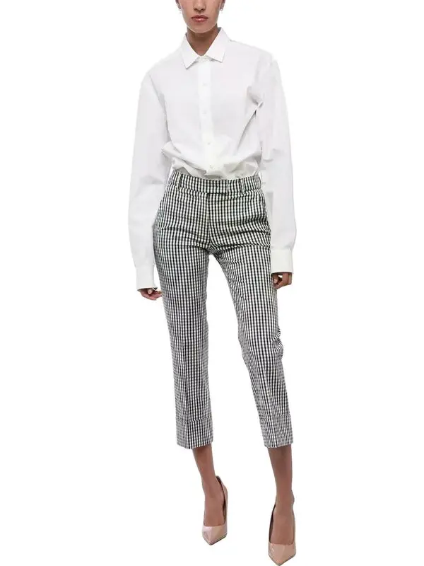 QL2 QUELLEDUE Gingham Turn-up Trousers - Blue