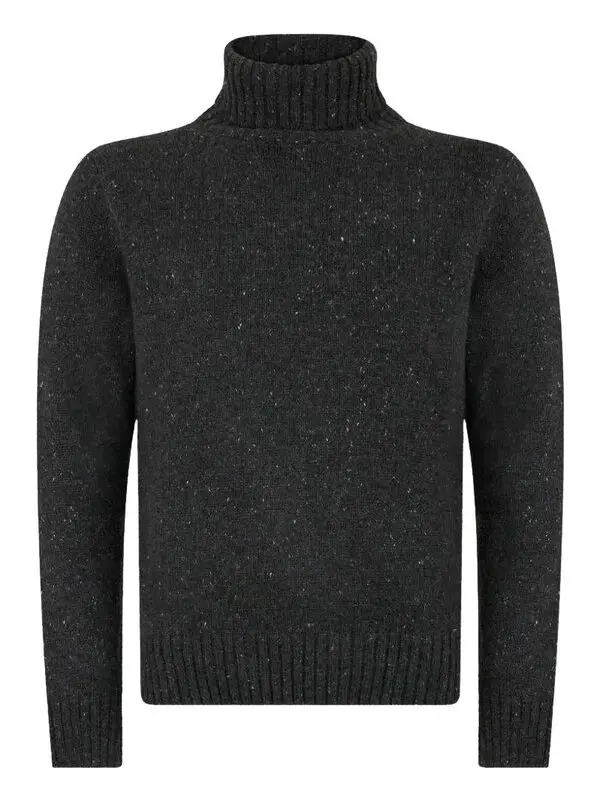 MOORER Roll-neck Flecked Sweater - Grey