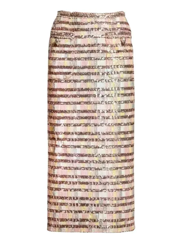 Elie Saab Midi Skirt With Sequin Embellishment - Neutrals