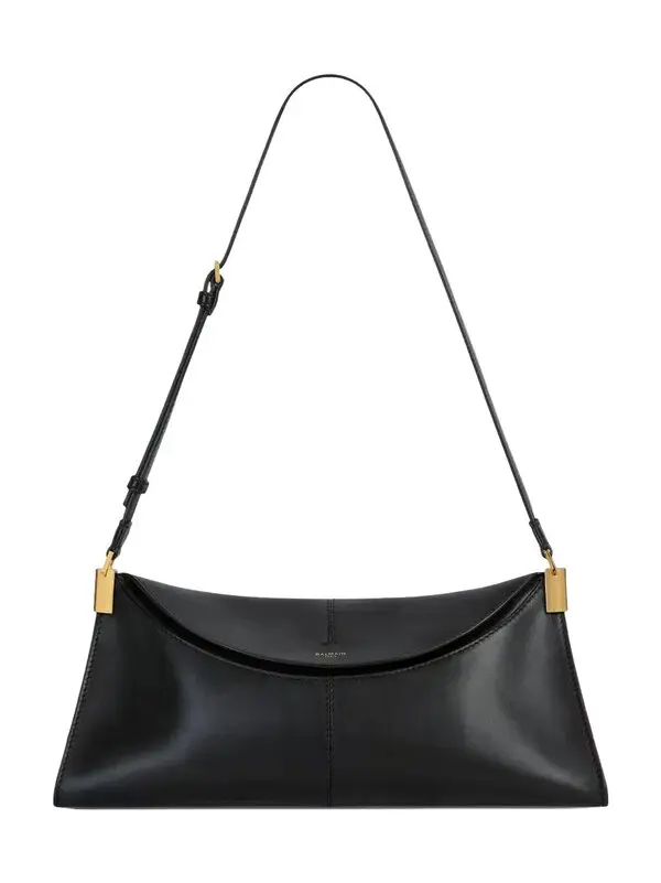 Balmain 64-83 Medium Bag In Smooth Leather - Black