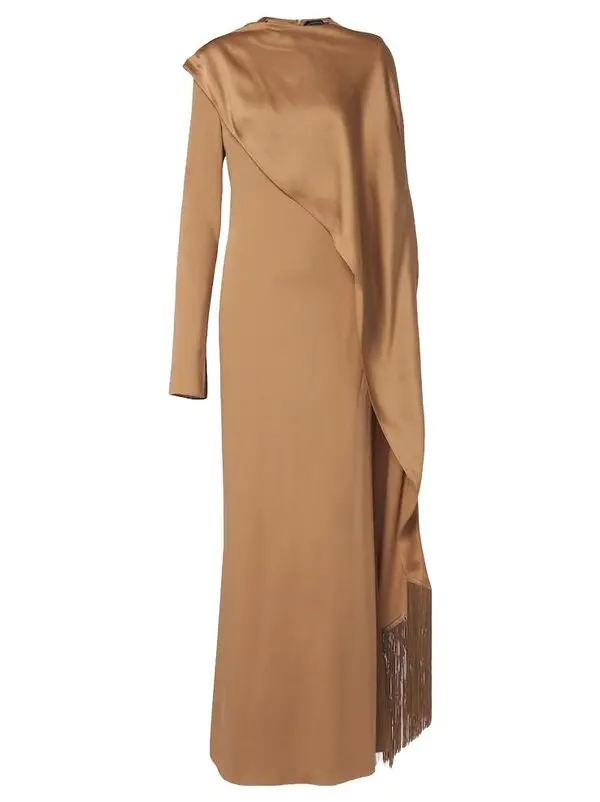 TALLER MARMO Mounia Caped Crêpe Cady Gown - Beige