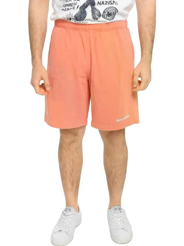 SPORTY & RICH Cotton Logo-print Shorts - Pink