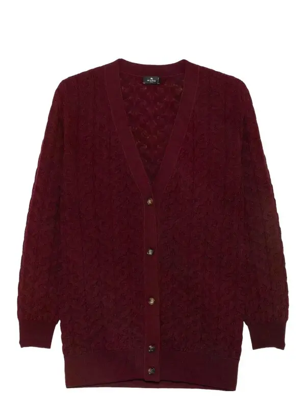 Etro Burgundy Paisley Jacquard Button-up Cardigan - Red
