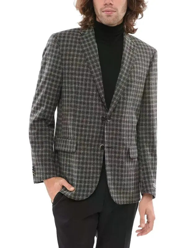 Corneliani Nino Danieli Checked Single-breasted Wool Blazer - Grey