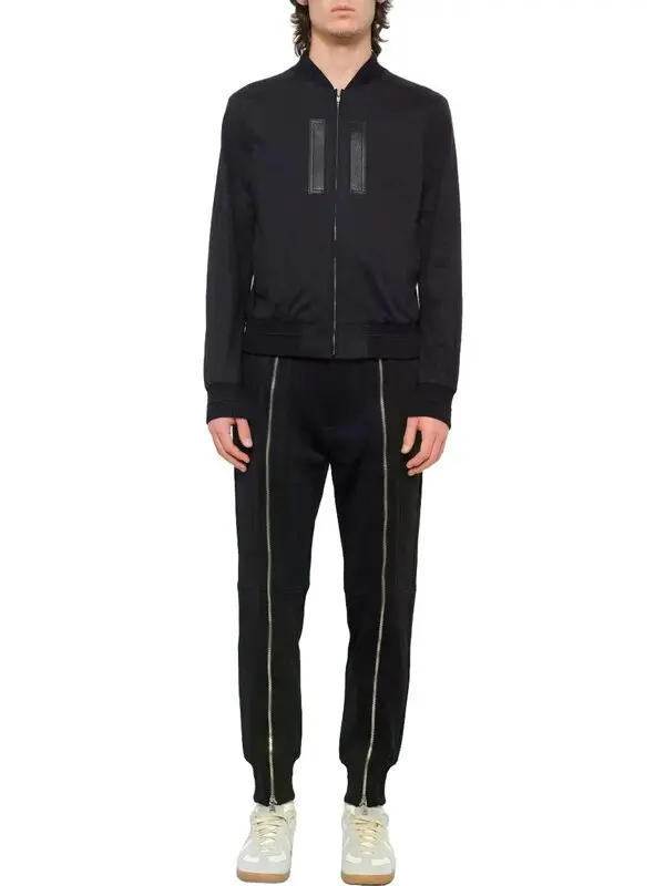 JUUN.J Leather-patch Bomber Jacket - Blue