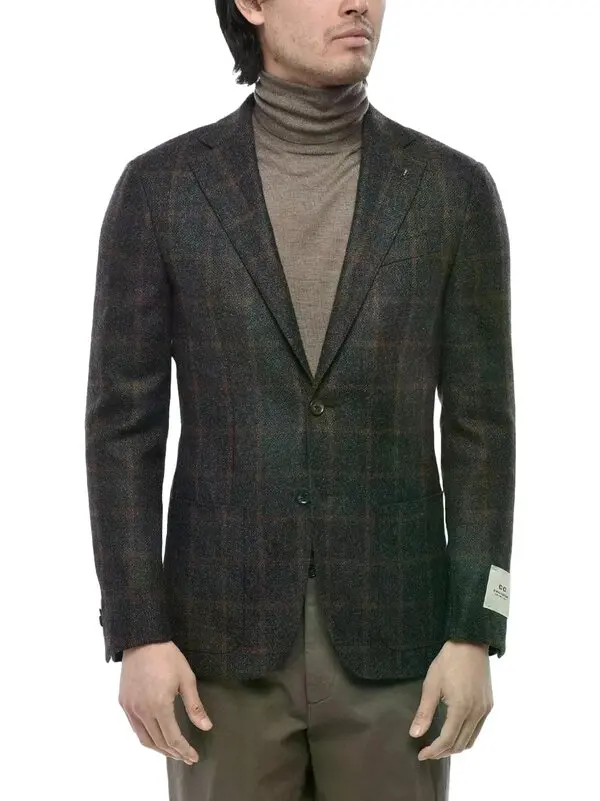 Corneliani Checked-pattern Single-breasted Blazer - Grey