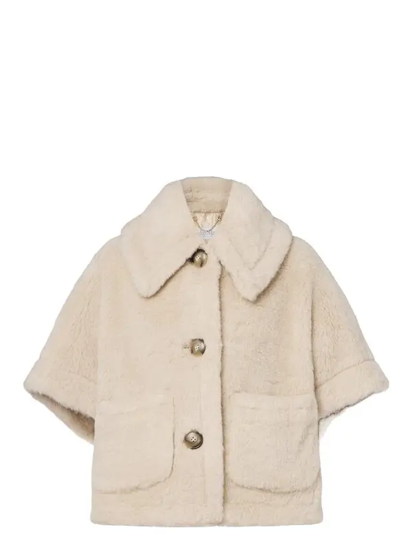 Max Mara Alpaca, Wool, And Silk Teddy Cape - Beige
