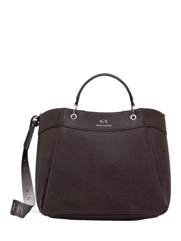 Armani Exchange Logo-print Pebbled Tote Bag - Brown