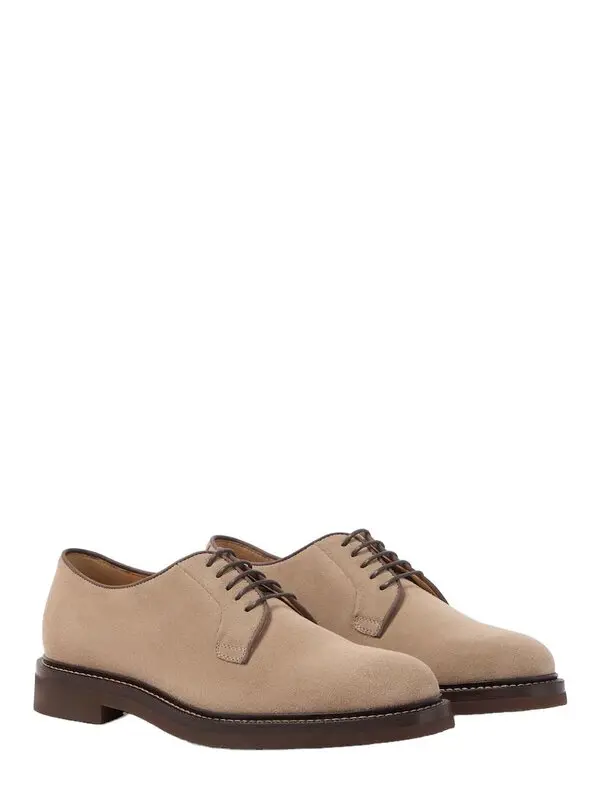 Brunello Cucinelli Suede Derby Shoes - Beige