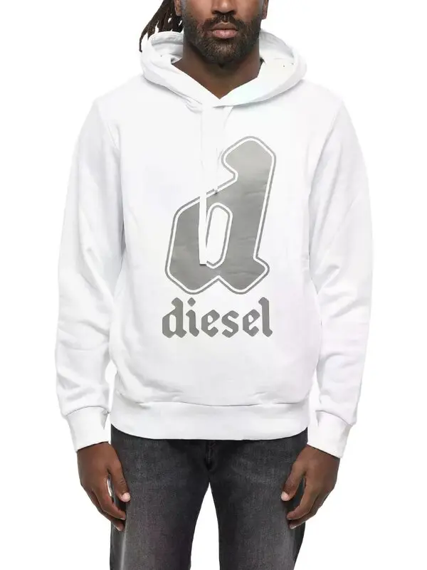 DIESEL® Logo Print Drawstring Hoodie - White