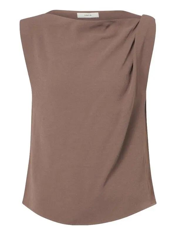 Vince Draped Crêpe Top - Brown