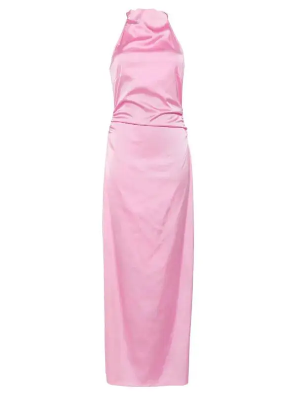 ROTATE BY BIRGER CHRISTENSEN Ruched Halterneck Maxi Dress - Pink