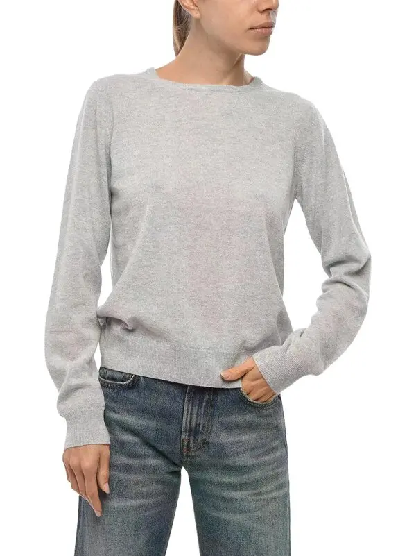 Malo Crew Neck Long Sleeve Wool Sweater - Grey
