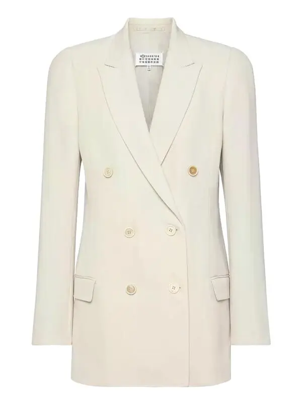 MAISON MARGIELA Double-breasted Blazer With Peak Lapels - White