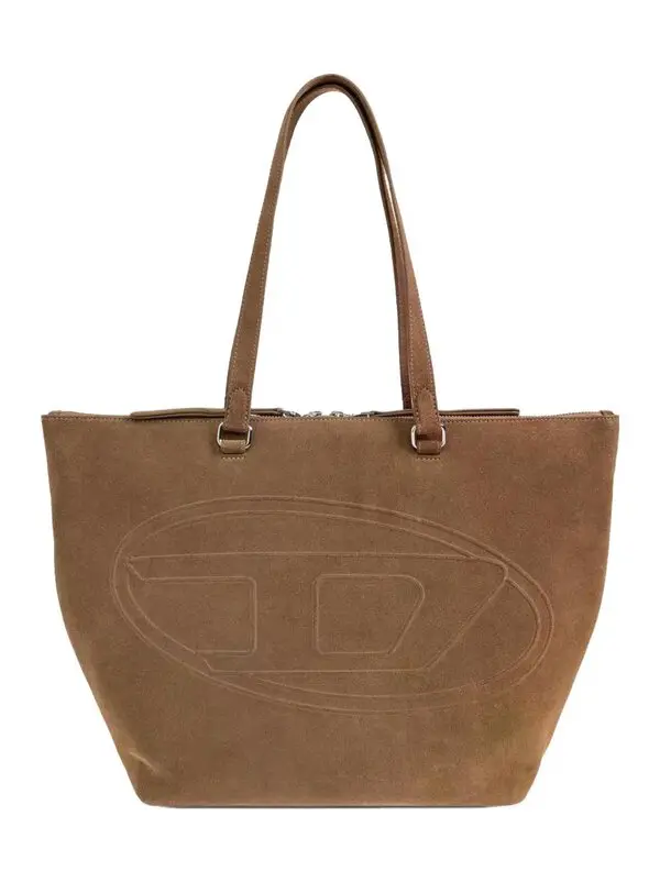 DIESEL® 1dr Debossed-logo Suede Tote Bag - Brown